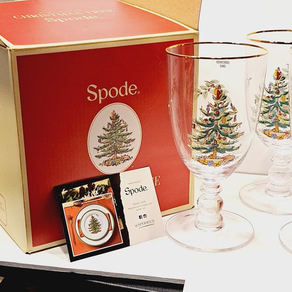 Spode | Kitchen | Spode Christmas Tree Pedestal Goblet Set Of 4 Glasses ...